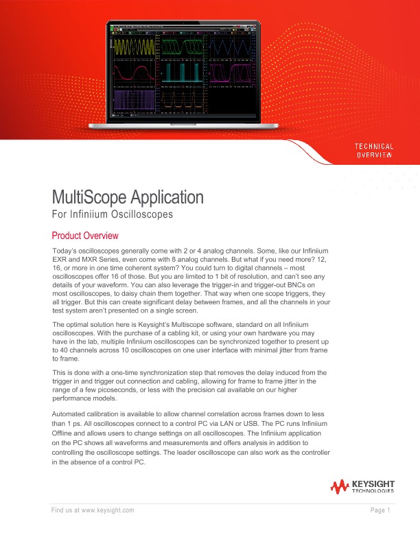 MultiScope Application For Infiniium Oscilloscopes PDF Asset Page | Keysight